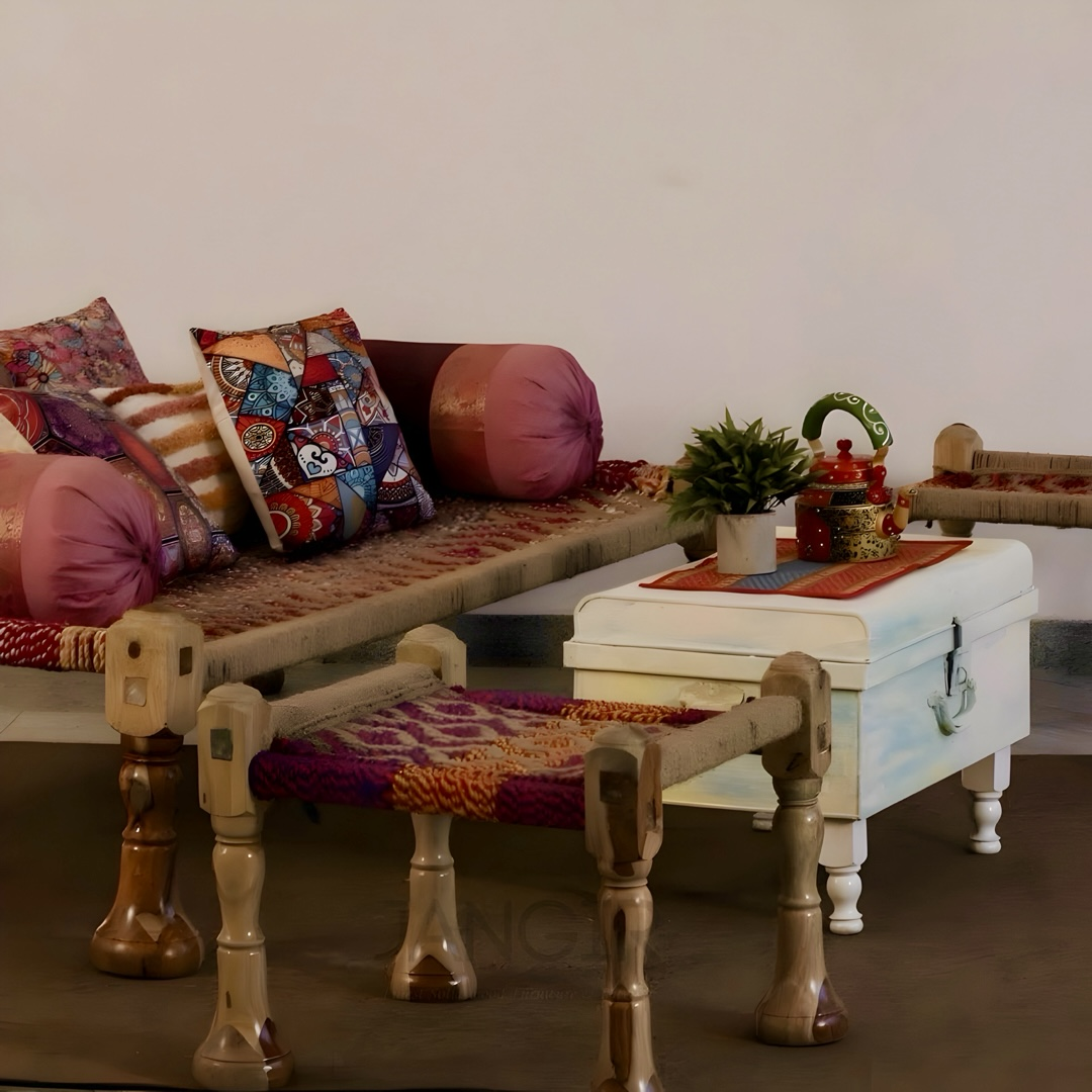 Buy Designer Rajasthani Wooden Charpai- Stylish Charpai bed Khatiya