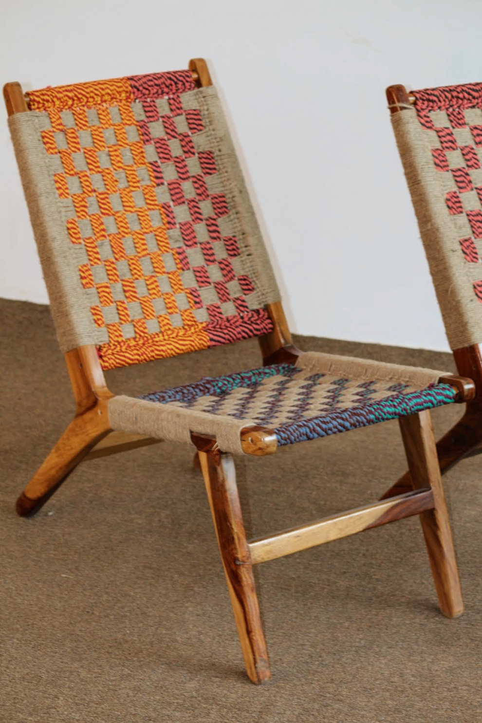 Jute Rope Weave Solid Wood Easy Chair: Designer Easy Chair